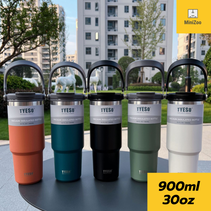 ️900ml/30oz ️แก้วเก็บความเย็น Tyeso มีที่จับ หูหิ้ว แก้วกาแฟ แก้ว ...