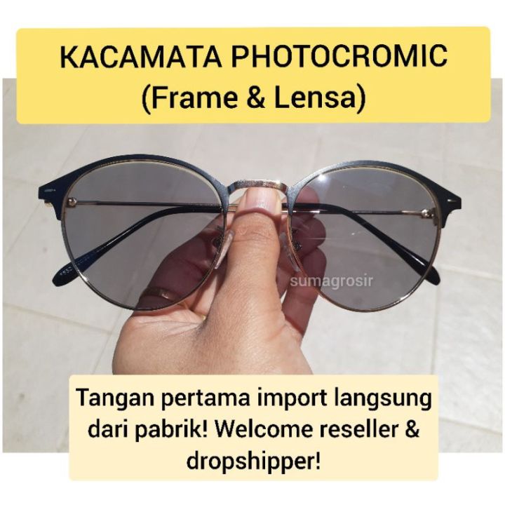 Kacamata Lensa Photocromic + Anti Radiasi Blueray BLUECROMIC Frame Besi ...