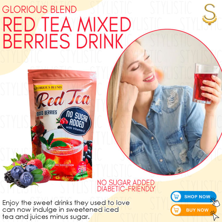Glorious Blend Red Tea with Mixed Berries 360g with Stevia Extract and ...