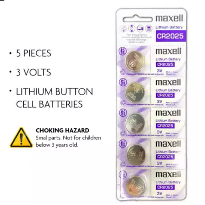 Maxell CR 2025 Lithium Button Cell Battery 3V 5 Piece Pack | Lazada PH