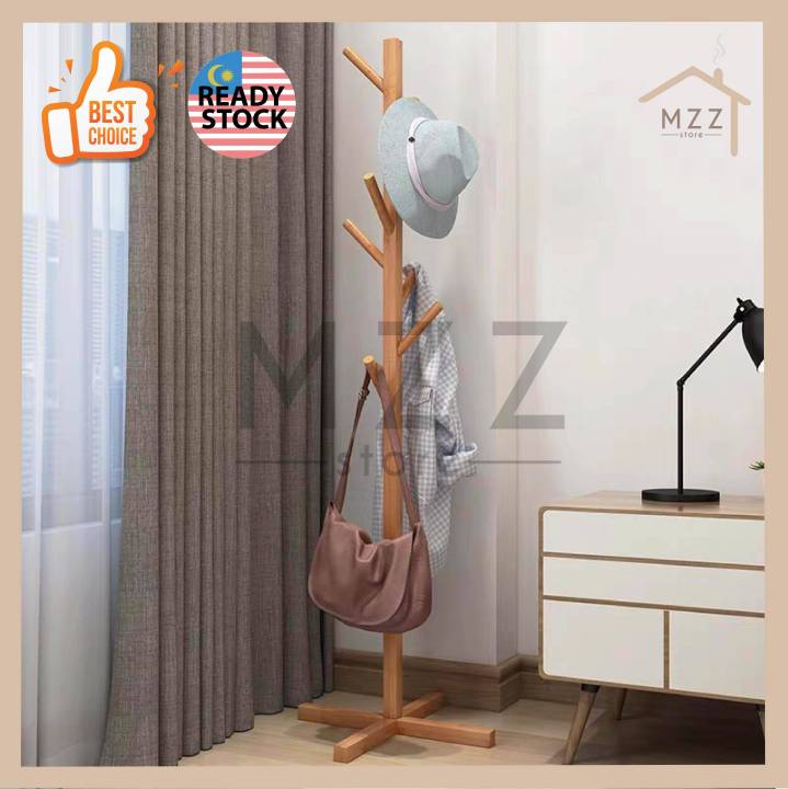 Tempat Penyangkut Baju & Hanger Kayu Berdiri | Wooden Clothes Rack Flat ...