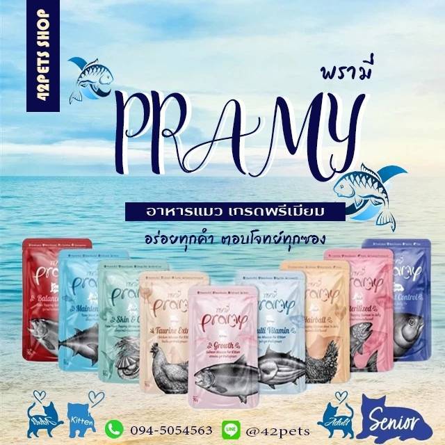 Pramy พรามี่ อาหารเปียกแมว สุขภาพดี ขนาด 70 กรัม โหล 12ซอง | Lazada.co.th