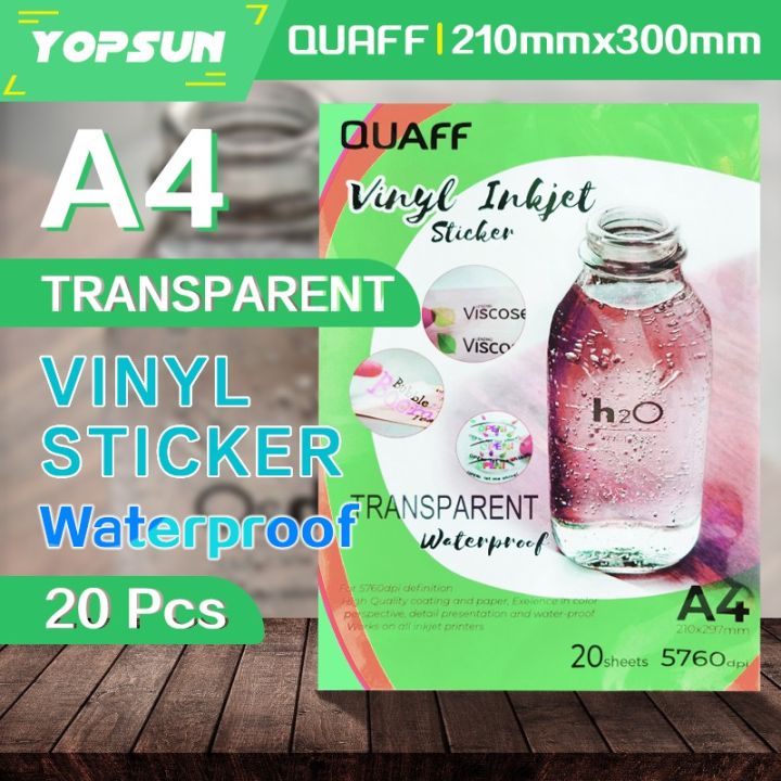 Transparent Vinyl Inkjet Sticker Waterproof A4 Size ( 20 Sheets ) Quaff ...