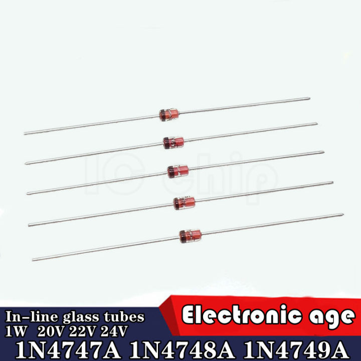 50Pcs 1W Voltage Regulator Diode 1N4747A 1N4748A 1N4749A Straight Glass ...