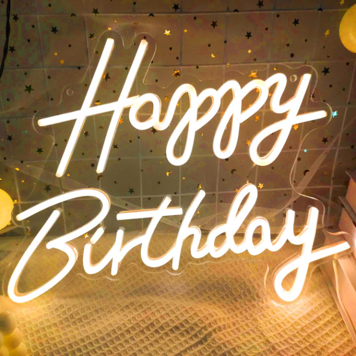 LED neon light happy birthday light atmosphere letter light | Lazada PH