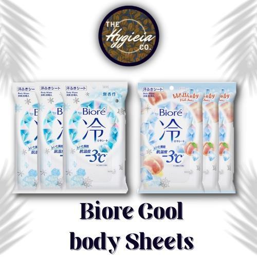 Bioré Cool Body Sheets Body Wipes Cooling Wipes -3°C Unscented Made in ...