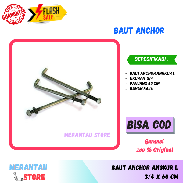 Baut & Mur Anchor Angkur L Baja Hitam Beton Diameter 3/4 X 60Cm ...