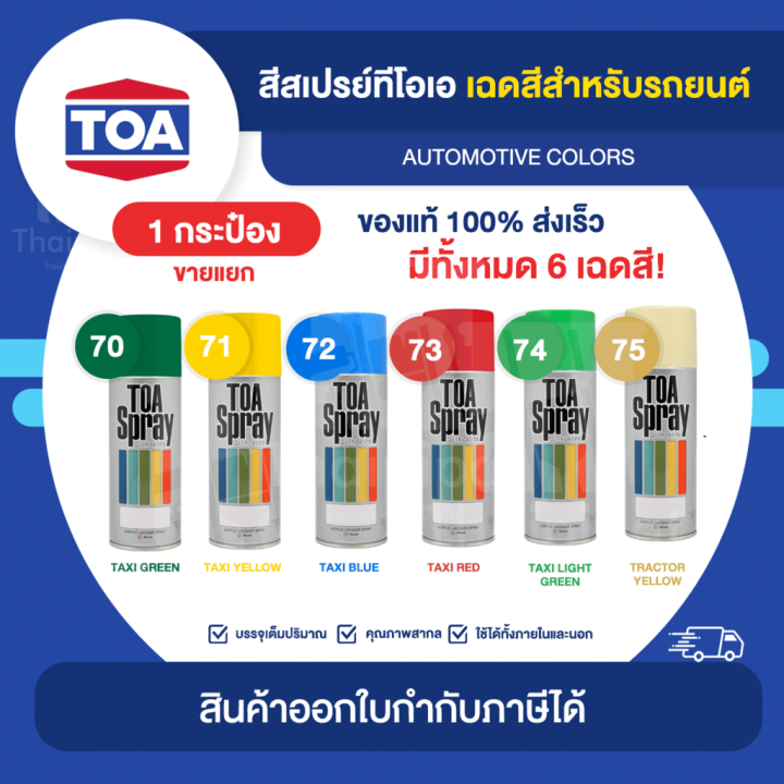 TOA Spray สีสเปรย์พ่นรถยนต์ ขนาด 400cc. | Thaipipat - ไทพิพัฒน์ ...