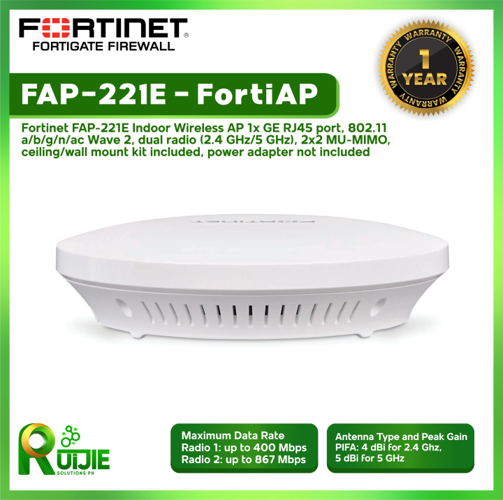 Fortinet FortiGate | FAP-221E-A | FortiAP-221E Indoor Wireless Wave 2 AP - Dual Radio (802.11 a ...