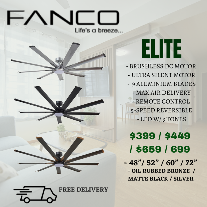 Fanco Elite ceiling fan 48/ 52/ 60/ 72 inches BRUSHLESS DC MOTOR ...