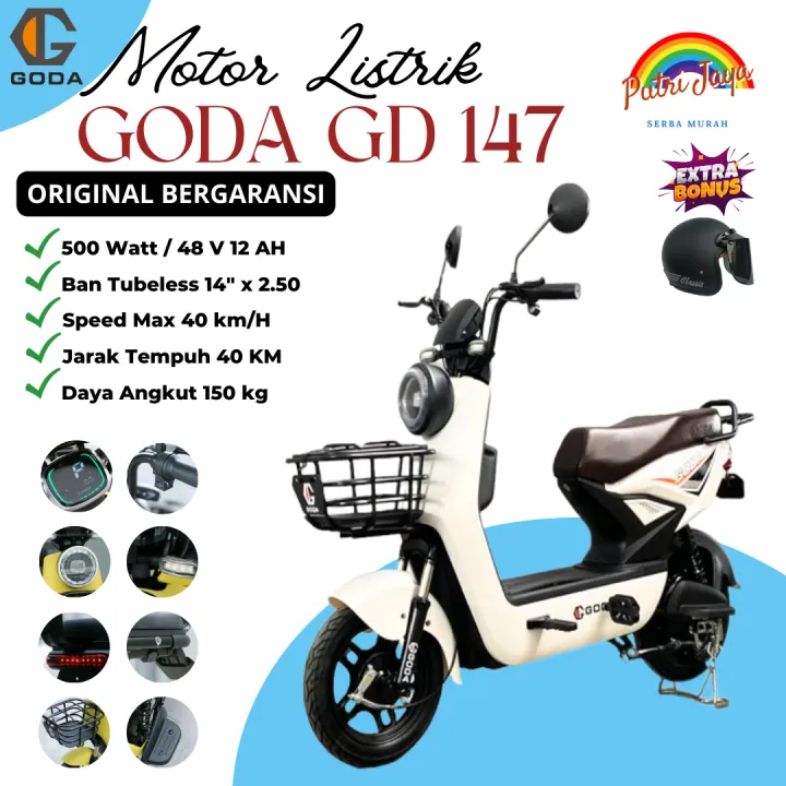 Sepeda Motor Listrik GODA 147 Golden Tiger 500 Watt Bergaransi Free ...