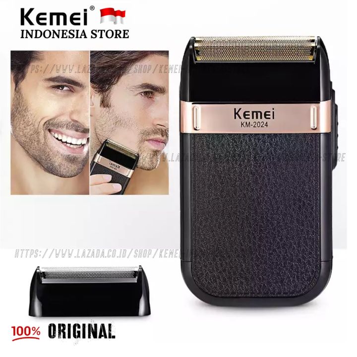 Kemei KM 2024 Alat Cukur Jenggot Kumis Botak Rata Kulit USB Shaver Mesin Cukuran Elektrik KM ...