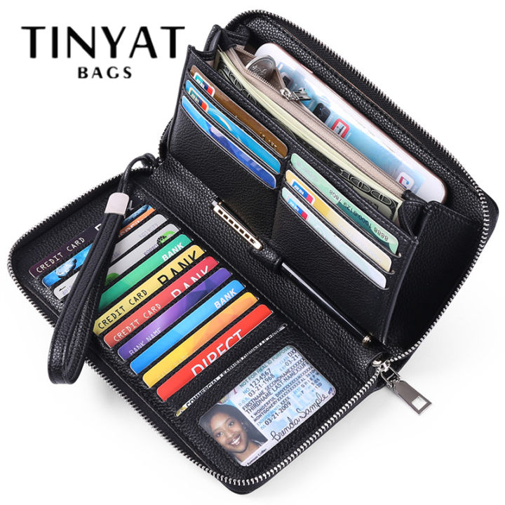 TINYAT Leather Checkbook Cover Handmade PU Wallet Check book Cases ...