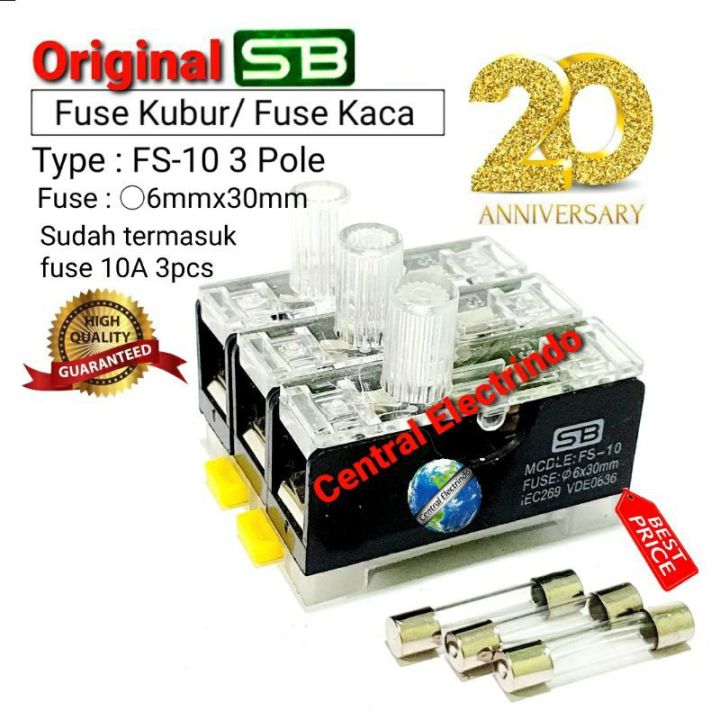 Fuse Kubur Din Rail SB 3Pole FS-10 Fuse Holder Kaca FS-10 | Lazada Indonesia