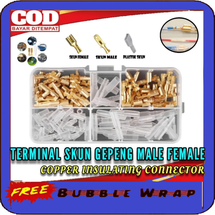 SKUN TERMINAL bulat gepeng male female Terminal kuningan Kabel Listrik ...