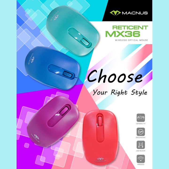 เม้าส์ Optical (ไร้สาย) MACNUS รุ่น MX36 RETICENT WIRELESS 2.4G. FOR ...