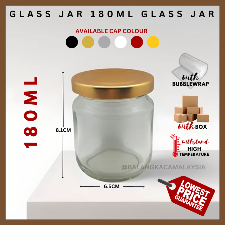 [24pcs] 1 Box 180ml Glass Jar Balang Kaca Doorgift Botol Kaca 8.1cm x 6 ...