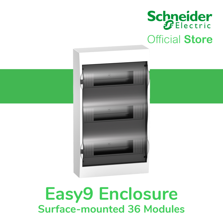Schneider Easy9 Surface Enclosure 36M Smoked door with E/N Term.Blocks ...
