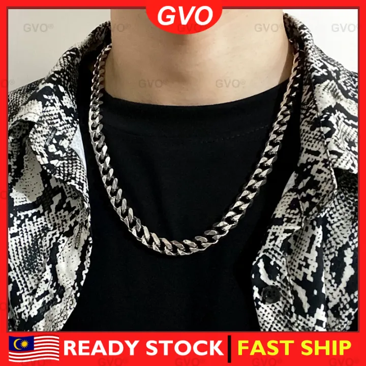 GVO NK Silver Cuban Chain Silver Chain Stainless Steel Fashion Necklace ...