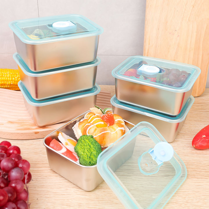 Kitchen Stainless Steel Square Food Nuts Biscuits Storage Container ...
