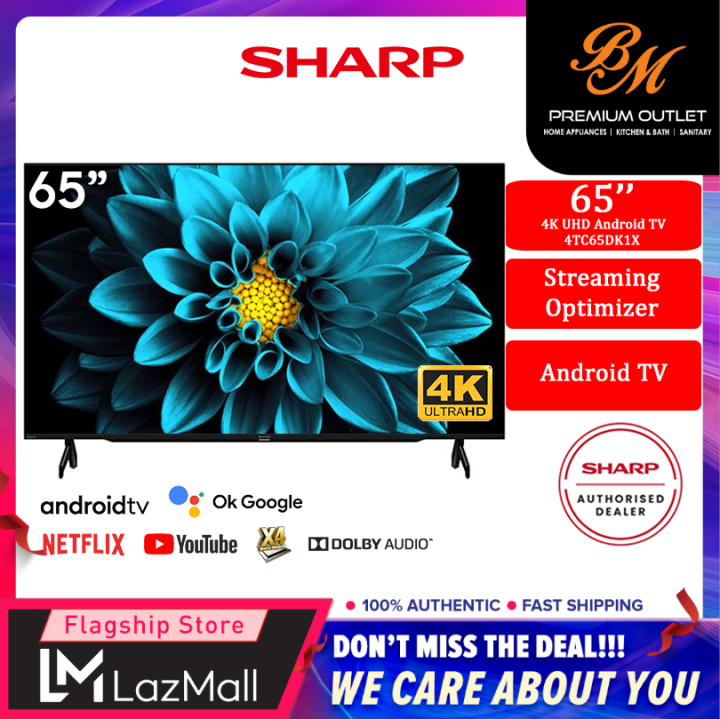 SHARP [ 4TC65DK1X] 65 Inch AQUOS 4K Ultra HD Android LED Tv With Built ...