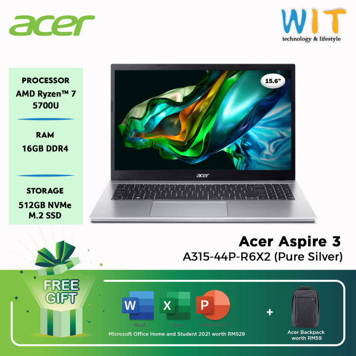 Acer Aspire 3 A315-44P-R6X2 /AMD Ryzen 7-5700U /16GB RAM /512GB SSD /15.6''FHD /AMD Radeon /MS ...