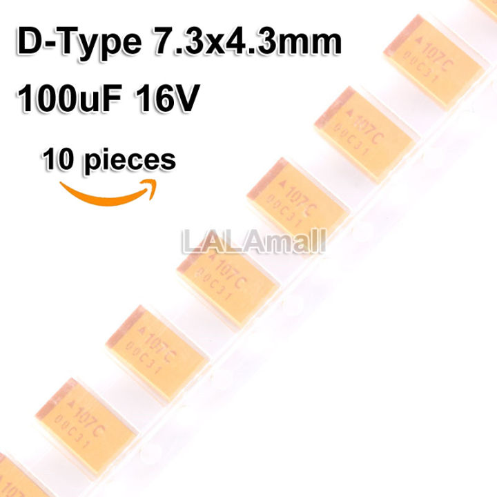 10pcs Tantalum Capacitor 107C 100uF 16V D7343 SMD Capacitance 16V100uF ...