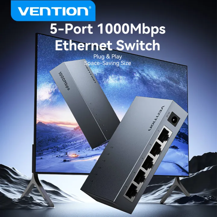 Vention 100Mbps 1000Mbps 5 Port Gigabit Ethernet Switch for Computer TV ...