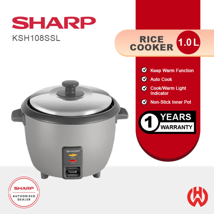 SHARP 1.0L KSH108SSL NON STICKY INNER POT RICE COOKER | Lazada