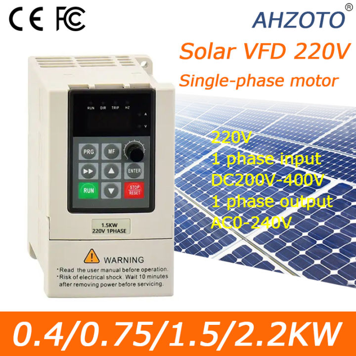 Solar VFD 220V 0.4KW 0.75KW 1.5KW 2.2KW Single-phase Input DC200V-400V 1-phase Output 220V ...