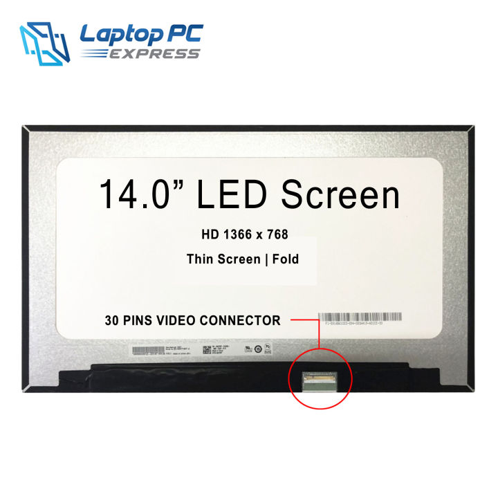 Laptop LCD Screen 14" 30pins 1366 x 768 HD Thin Screen (Fold) Slim ...