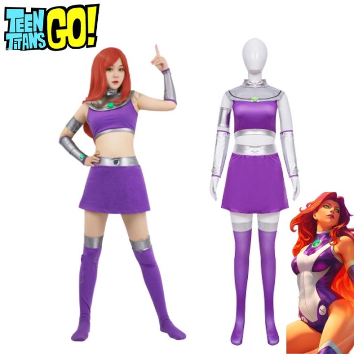 Teen Titans Starfire Cosplay Costume Wig Adults Superhero Halloween ...