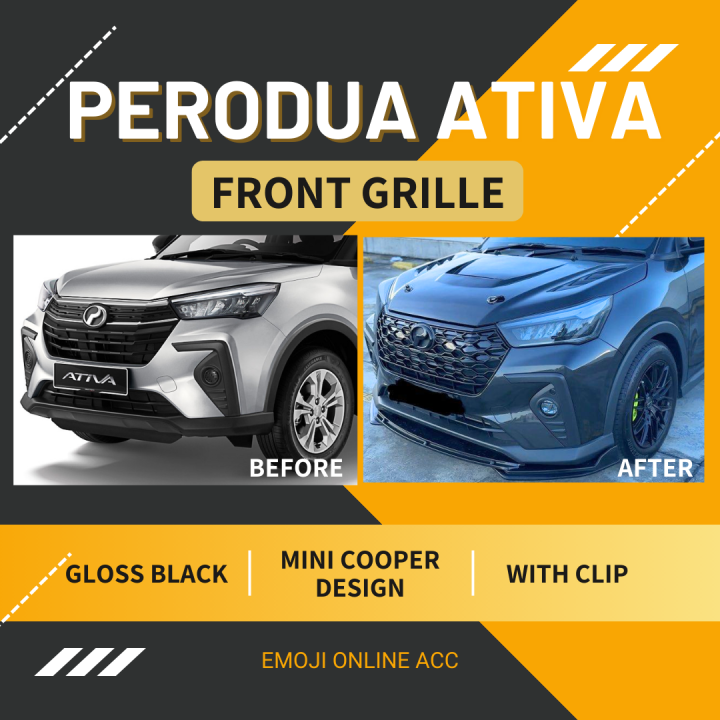 Perodua Ativa Front Grille Grill Sarung Depan Glossy Black (Honey Comb ...