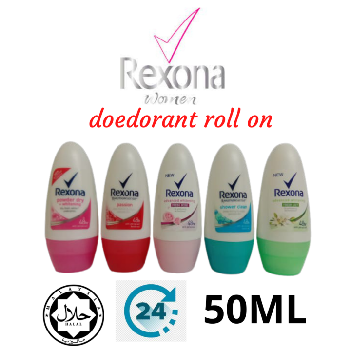 Rexona Women Deodorant Roll On 50ml (powder dry / passion / fresh rose ...