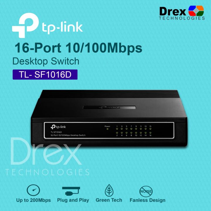 TP-LINK TL-SF1016D 16-Port 10/100Mbps Desktop Switch Hub l Ethernet Hub ...