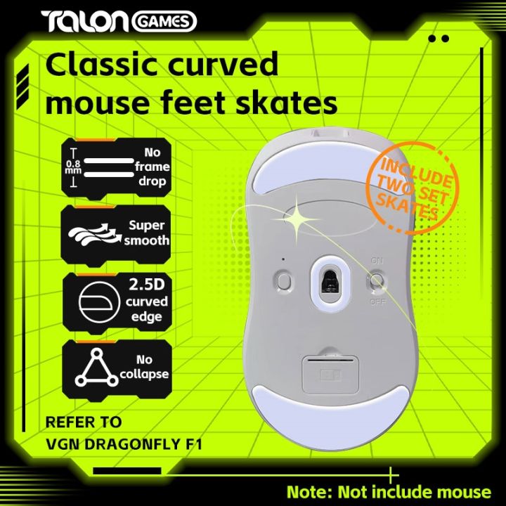 2 Sets TALONGAMES Mouse Feet Light Gray Custom Curved Edge Mouse Skates ...