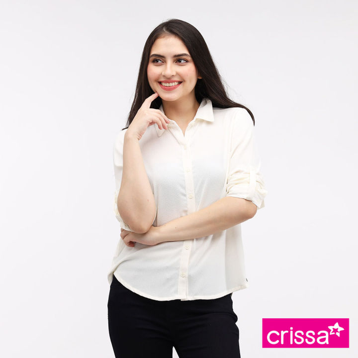 Crissa Linen Crepe Long Sleeves Blouse CLT29-0113 | Lazada PH