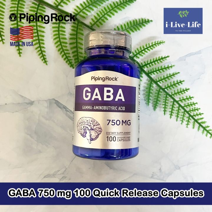 กาบา GABA 750 mg 100 Quick Release Capsules - PipingRock กาบ้า Gamma-Aminobutyric Acid #Piping ...