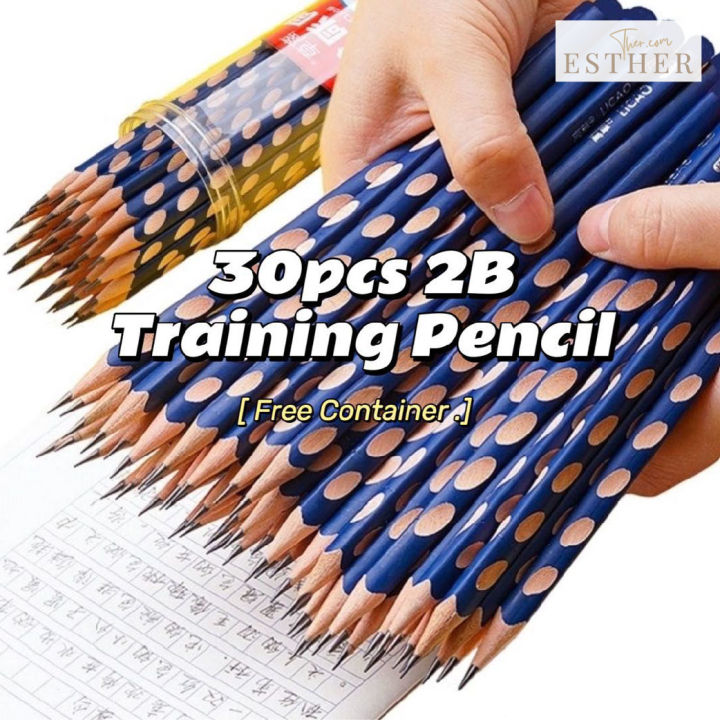 🔥Ready Stock🔥30pcs 2B Training Learning Hole Pencil Kids Pencil 洞洞练习铅笔 ...