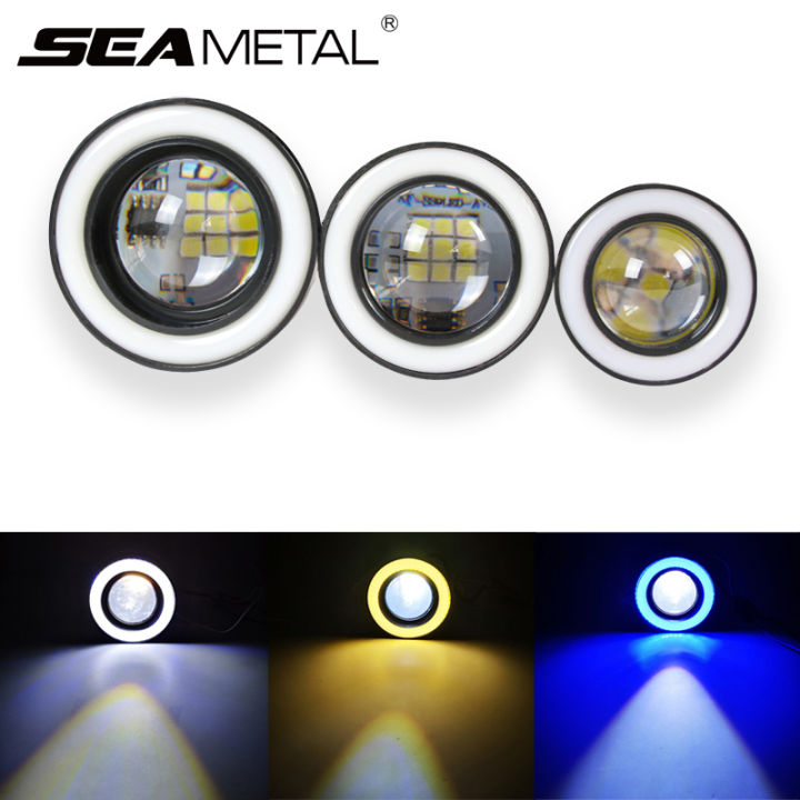 2pcs Car LED DRL Angel Eyes Fog Lamp 12V Universal Driving Lights White ...