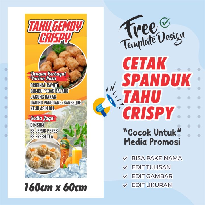 Banner Spanduk TAHU CRISPY 160 X 60 cm BISA DI EDIT | Lazada Indonesia