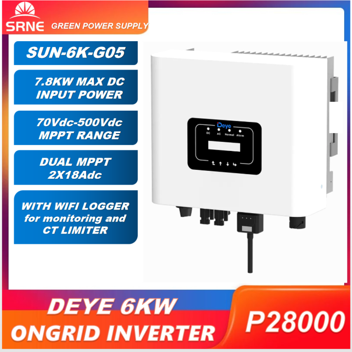 DEYE 6KW ON GRID INVERTER/GRID TIED with WIFI Monitoring and CT Sensor ...