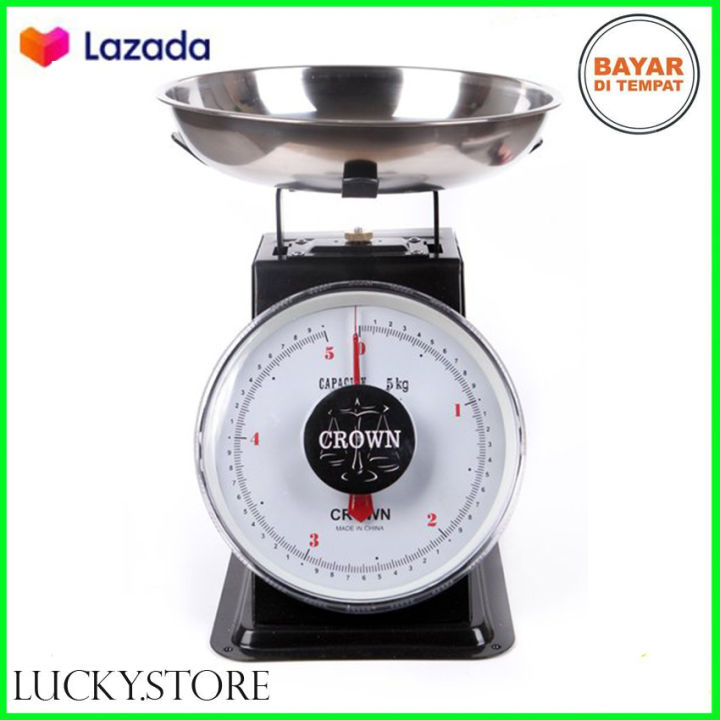 Timbangan Jarum/Analog/Duduk/Laundry/Kue/Buah/Sayur Crown C.G 5kg - Hitam | Lazada Indonesia