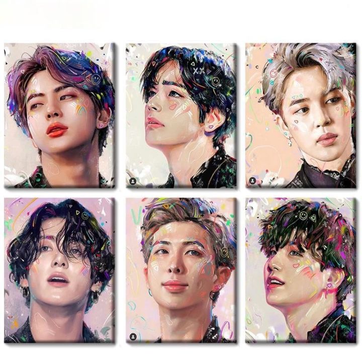 BTS With frame Paint By Numbers Set Korean Idol Collection Wall Decor ...