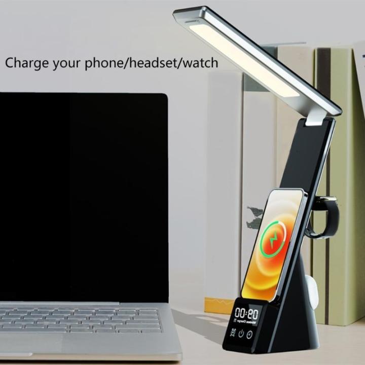 Multifunctional Table Lamp with Wireless Type-C LED Clock 3in1 Desk ...