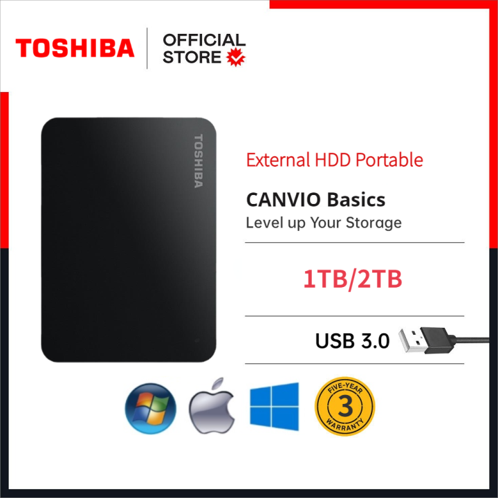 Toshiba Canvio Basics (new) External Hard Disk 1TB 2TB Portable USB 3.0 External HDD 3 Years ...