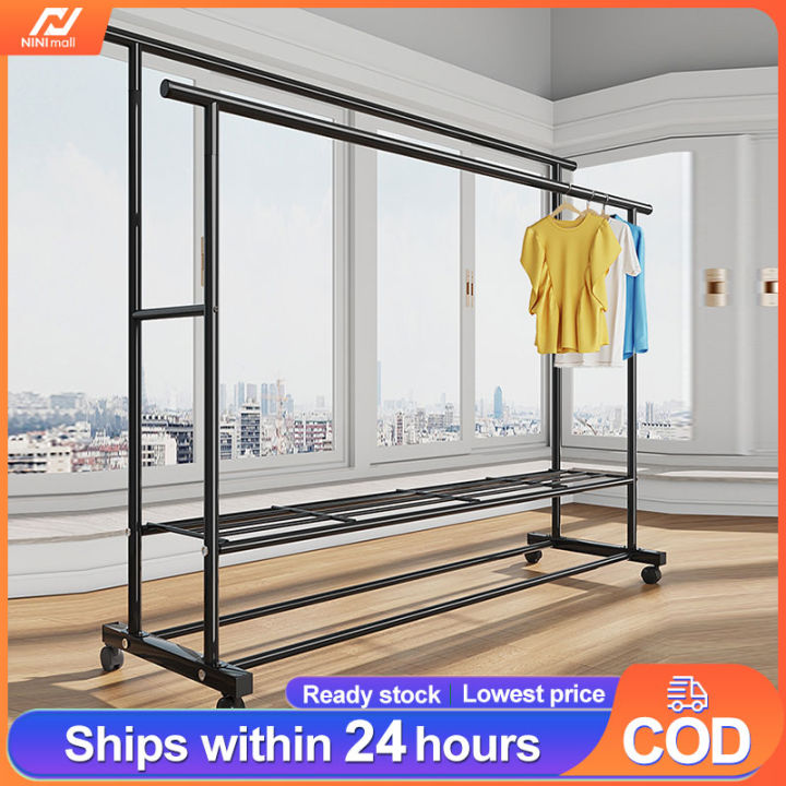 NINI Single Pole Balcony Clothes Rack Metal Simple Hanging Drying Rack ...
