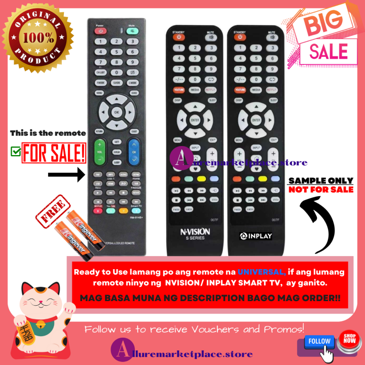 Ready to Use Universal TV Remote for NVISION Smart TV Remote for INPLAY ...