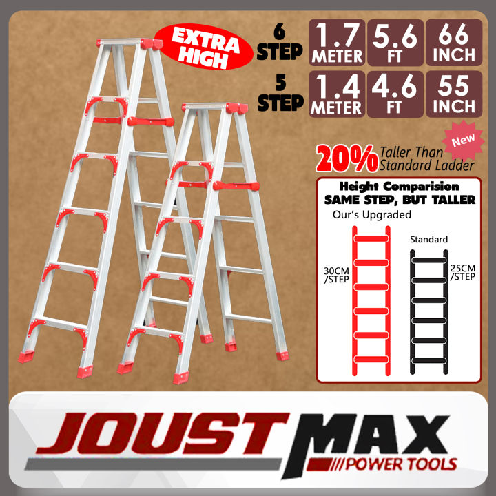 5 / 6 Step Ladderman Extra Tall Aluminium Double Sided Ladder Multi ...