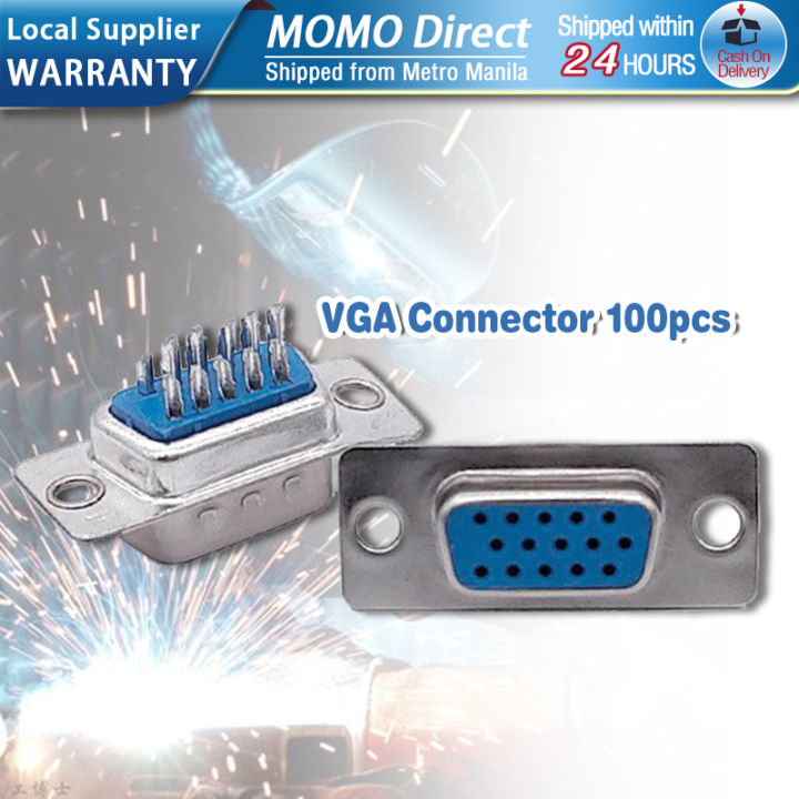 100pcs Rs232 Db9 Serial Vga 9 Pin Female Solder Type Plug D-Sub Male ...